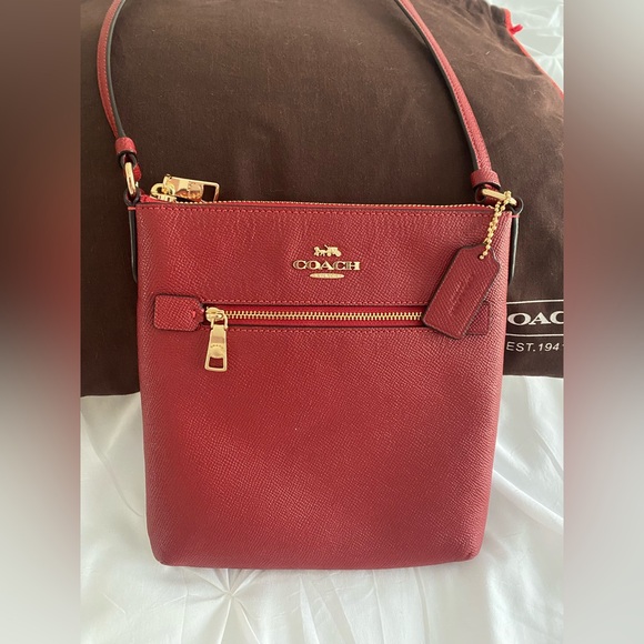 Coach | Bags | Coach Likenew Red Leather Mini Rowan Crossbody Bag ...